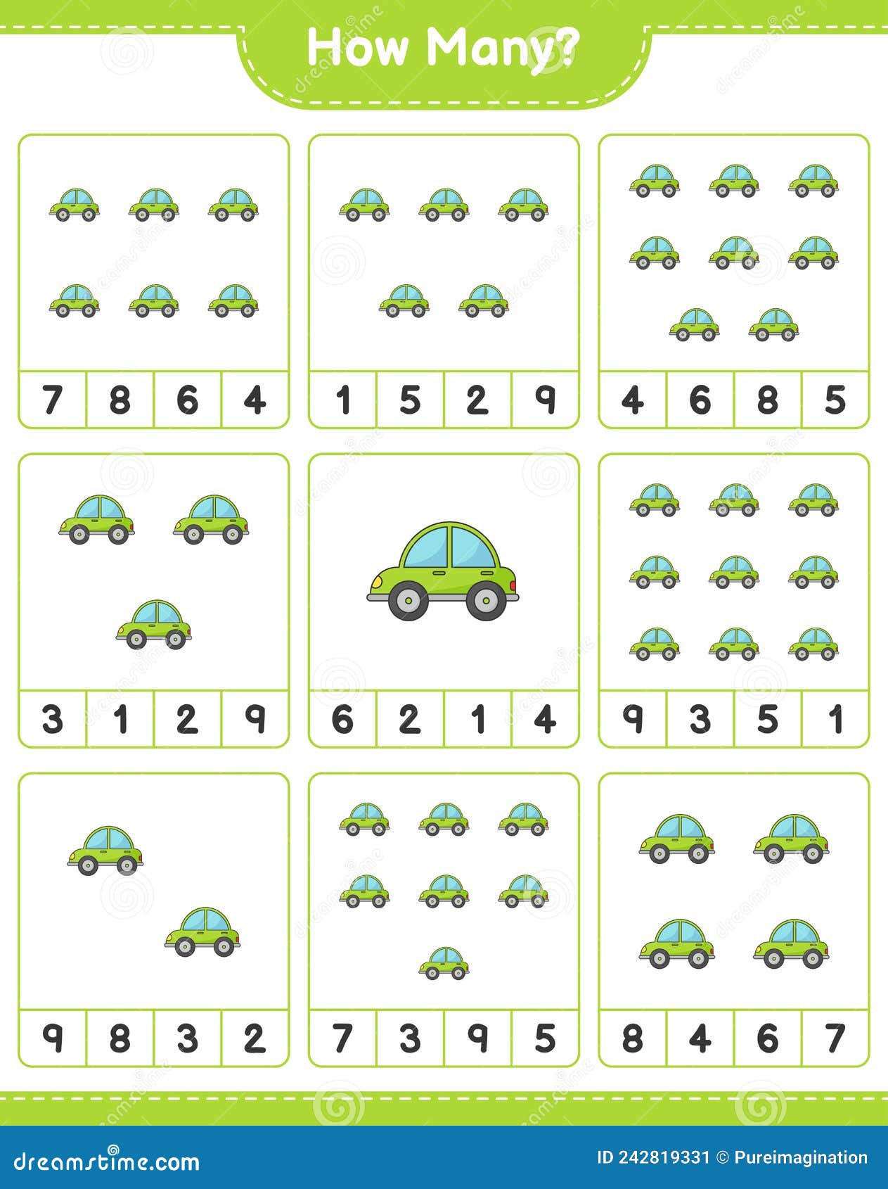 Counting Game, How Many Car. Educational Children Game, Printable ...