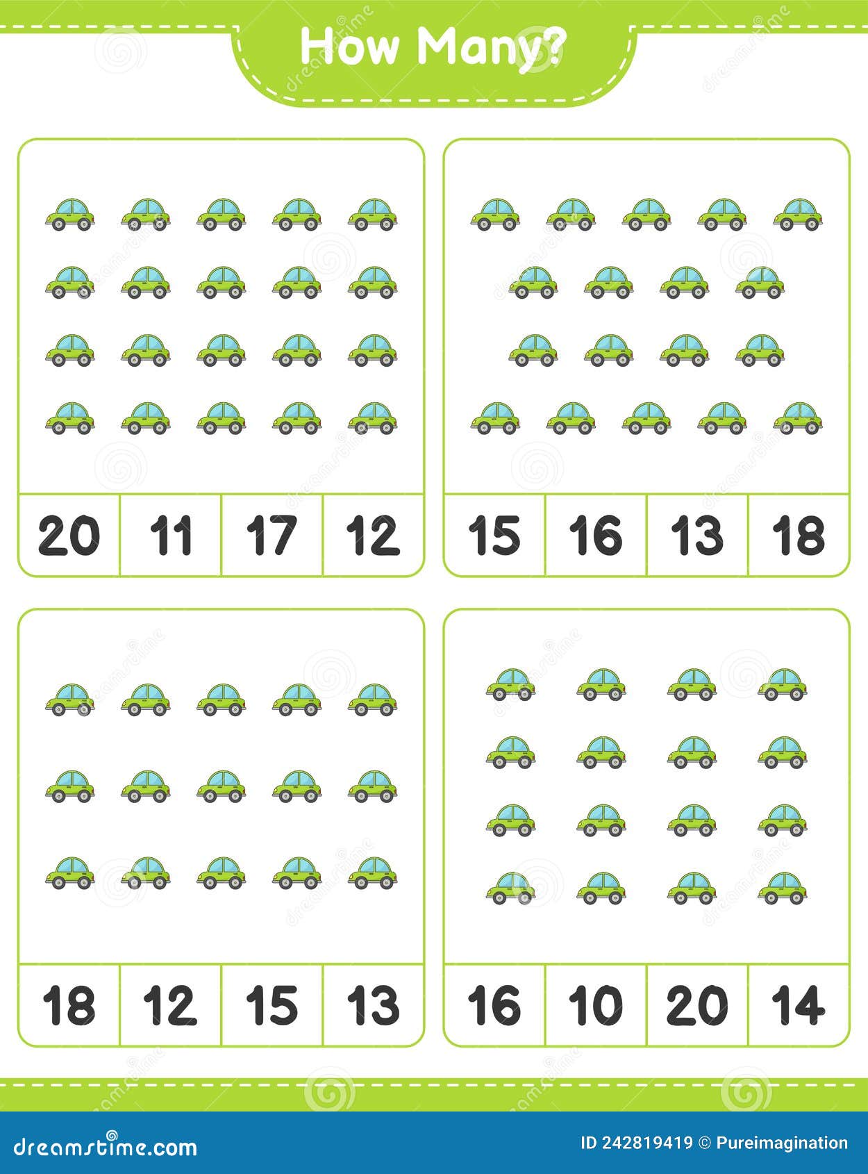Counting Game, How Many Car. Educational Children Game, Printable ...