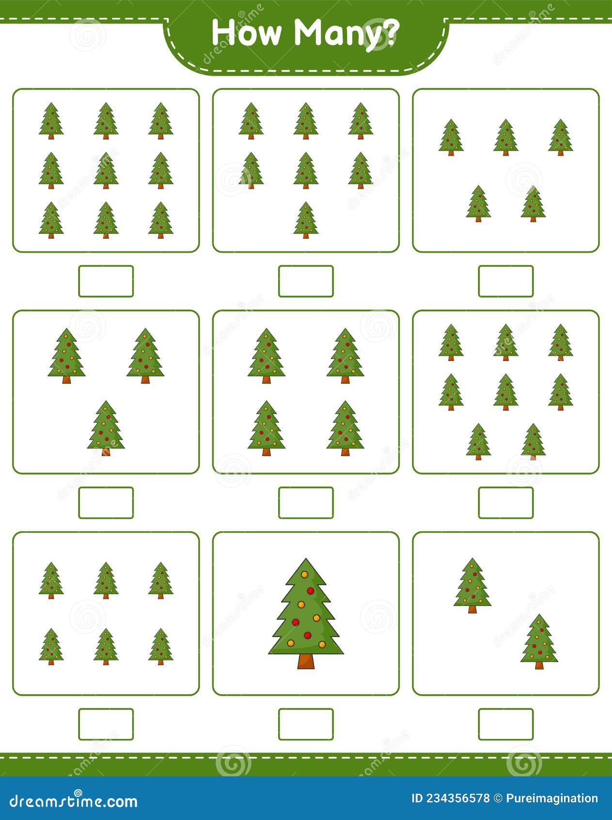 Counting Game, How Many Christmas Tree. Educational Children Game ...