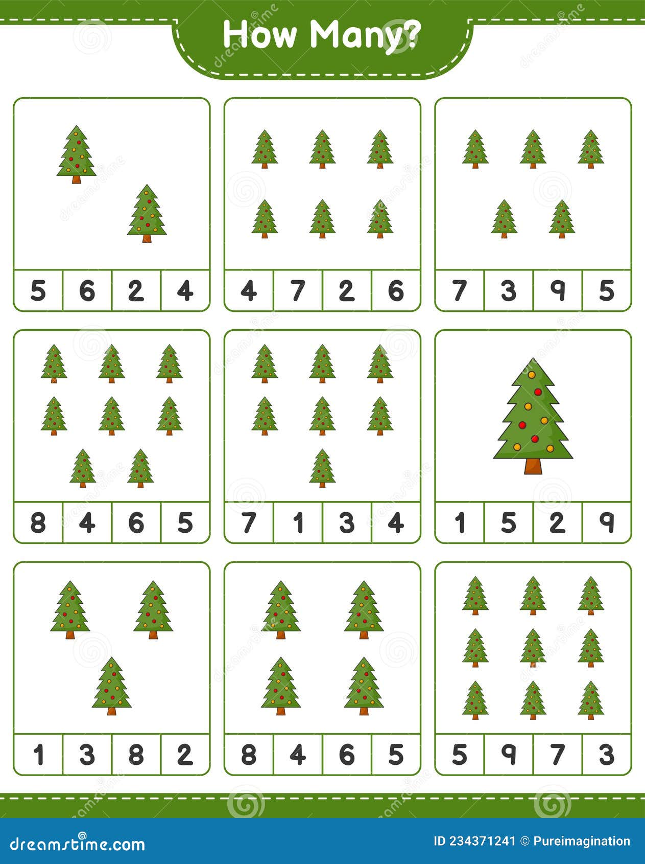 Counting Game, How Many Christmas Tree. Educational Children Game ...