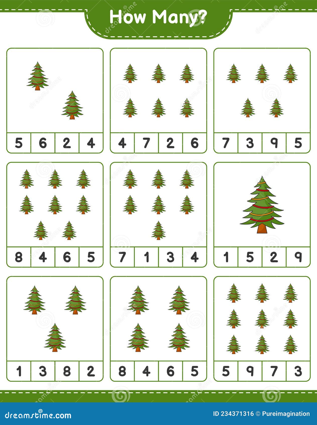 Counting Game, How Many Christmas Tree. Educational Children Game ...