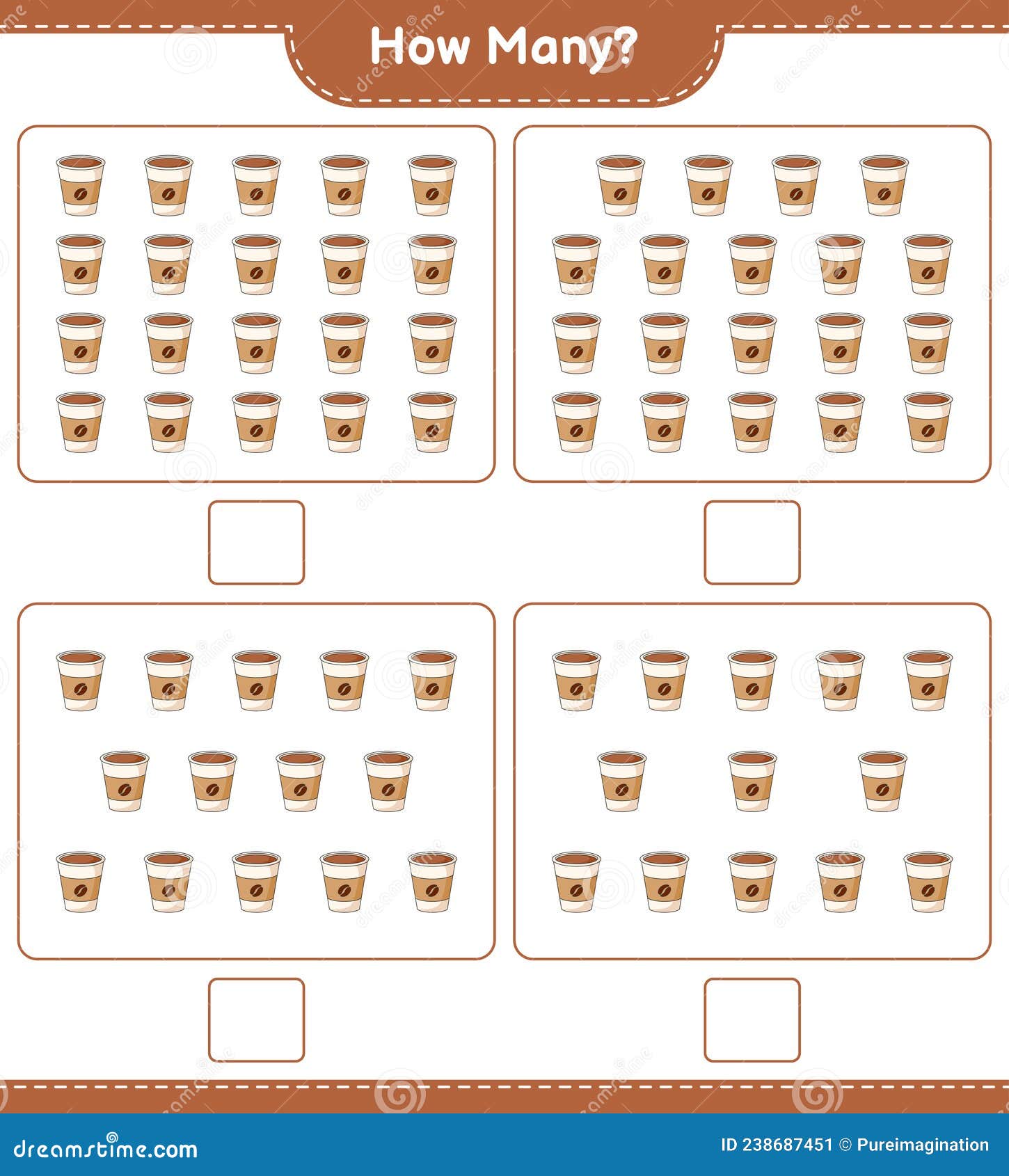 Counting Game, How Many Coffee Cup. Educational Children Game ...