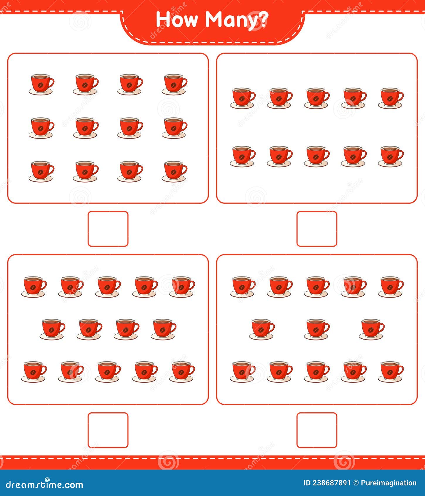 Counting Game, How Many Coffee Cup. Educational Children Game ...
