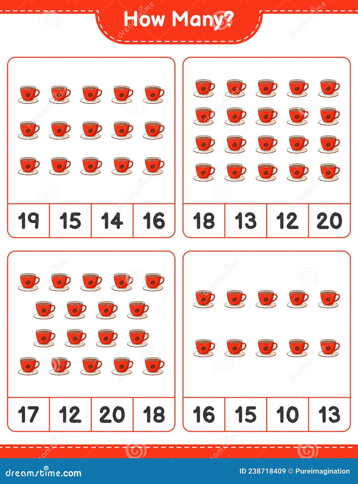 Counting Game, How Many Coffee Cup. Educational Children Game ...