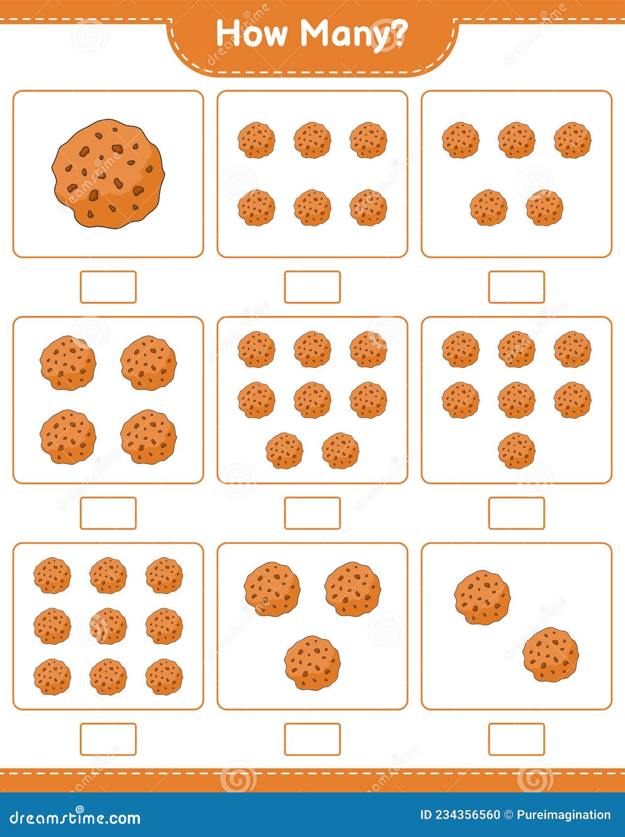 Counting Game, How Many Cookie. Educational Children Game, Printable ...