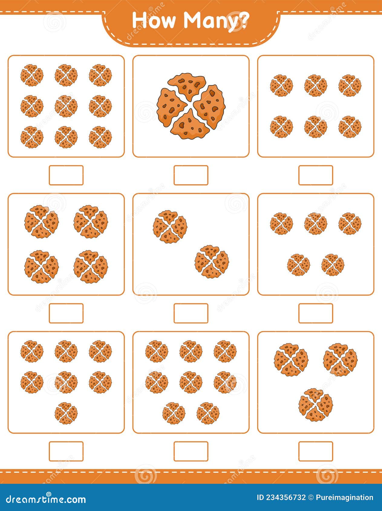 Counting Game, How Many Cookie. Educational Children Game, Printable ...