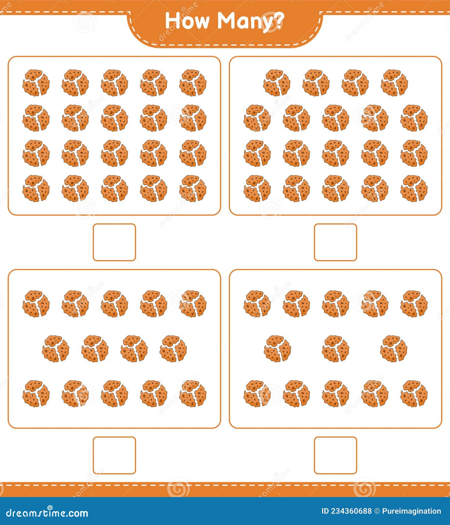 Counting Game, How Many Cookie. Educational Children Game, Printable ...
