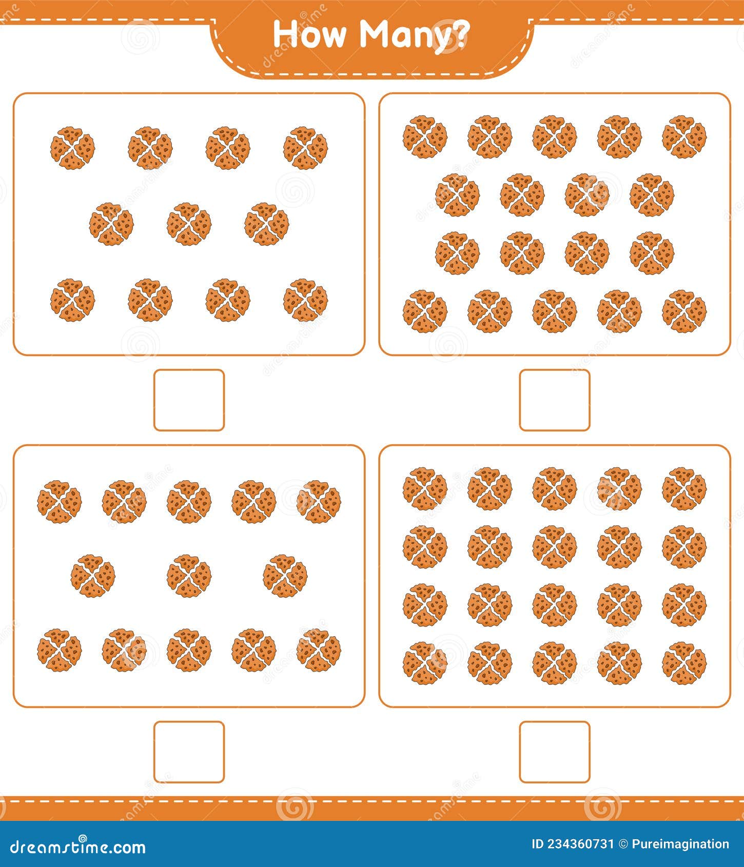Counting Game, How Many Cookie. Educational Children Game, Printable ...