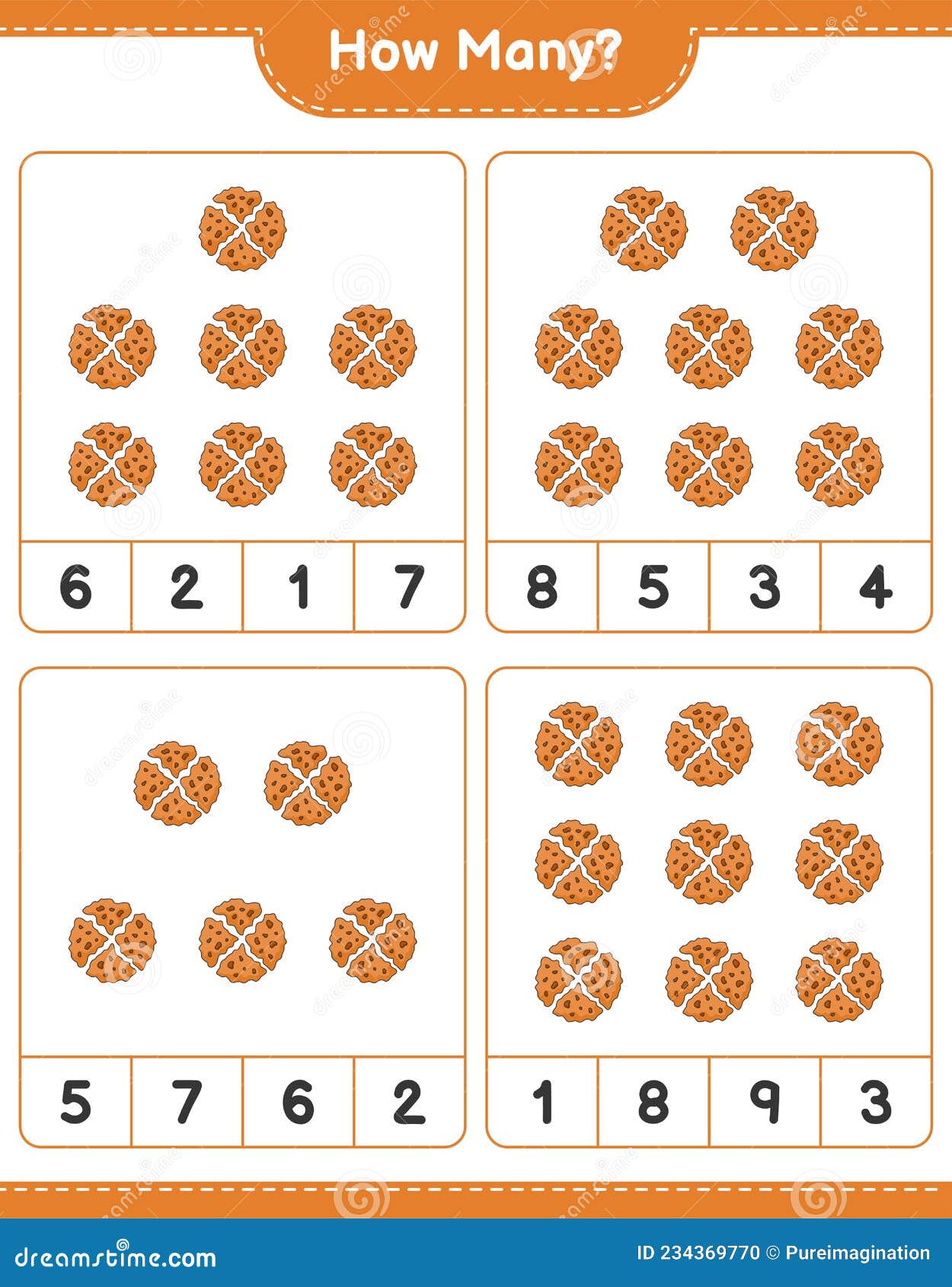 Counting Game, How Many Cookie. Educational Children Game, Printable ...