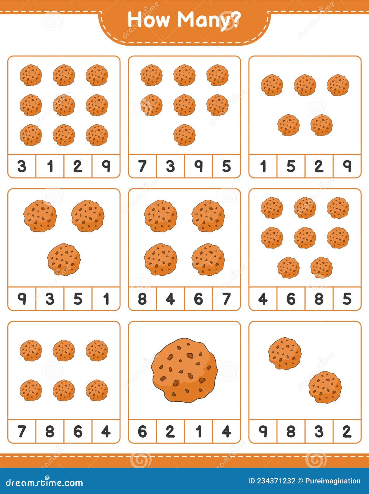 Counting Game, How Many Cookie. Educational Children Game, Printable ...