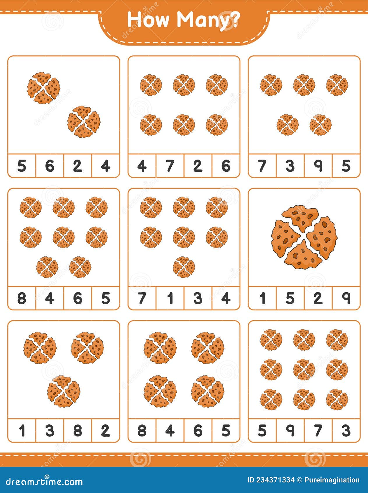 Counting Game, How Many Cookie. Educational Children Game, Printable ...