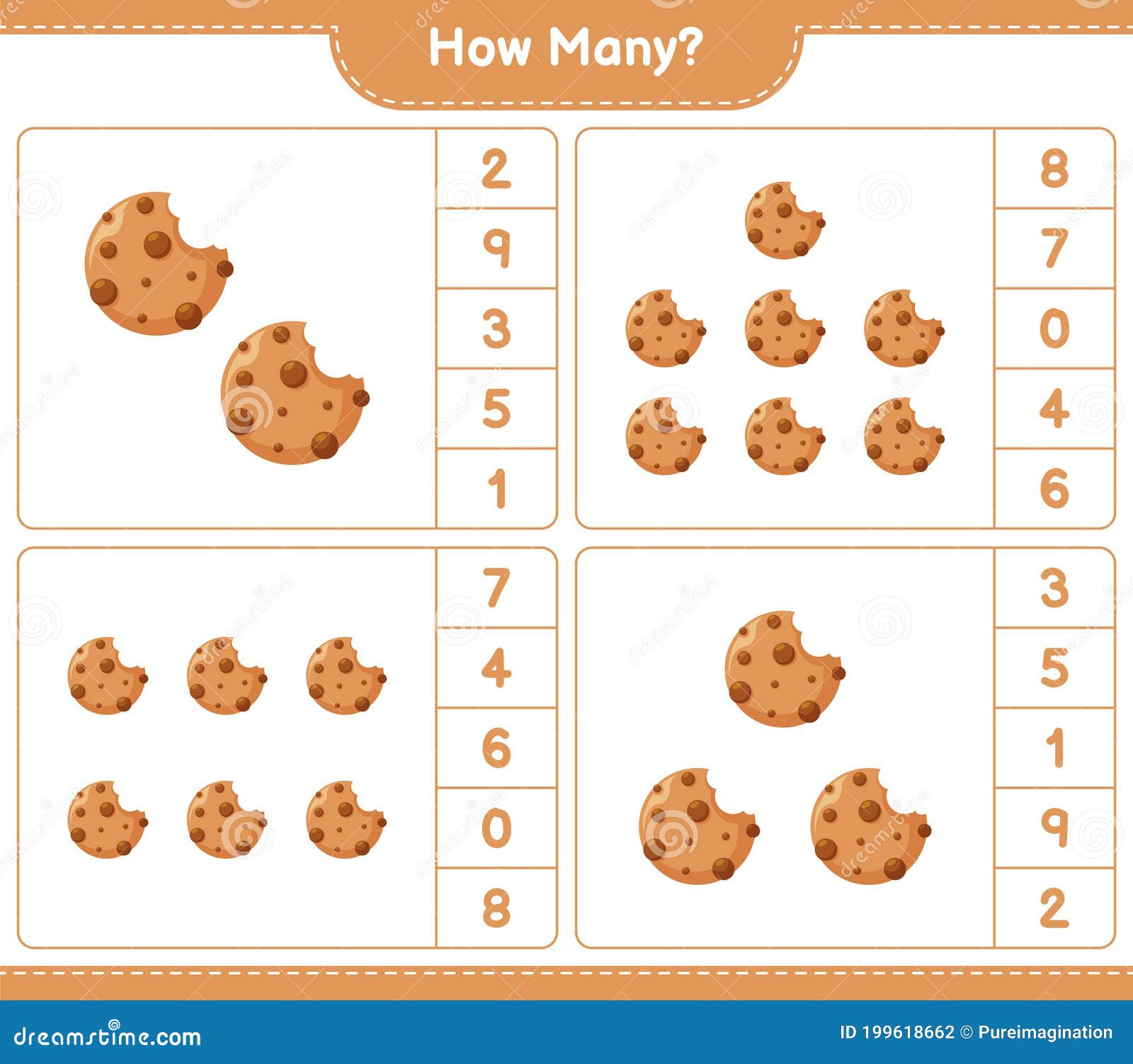 Counting Game, How Many Cookies. Educational Children Game, Printable ...