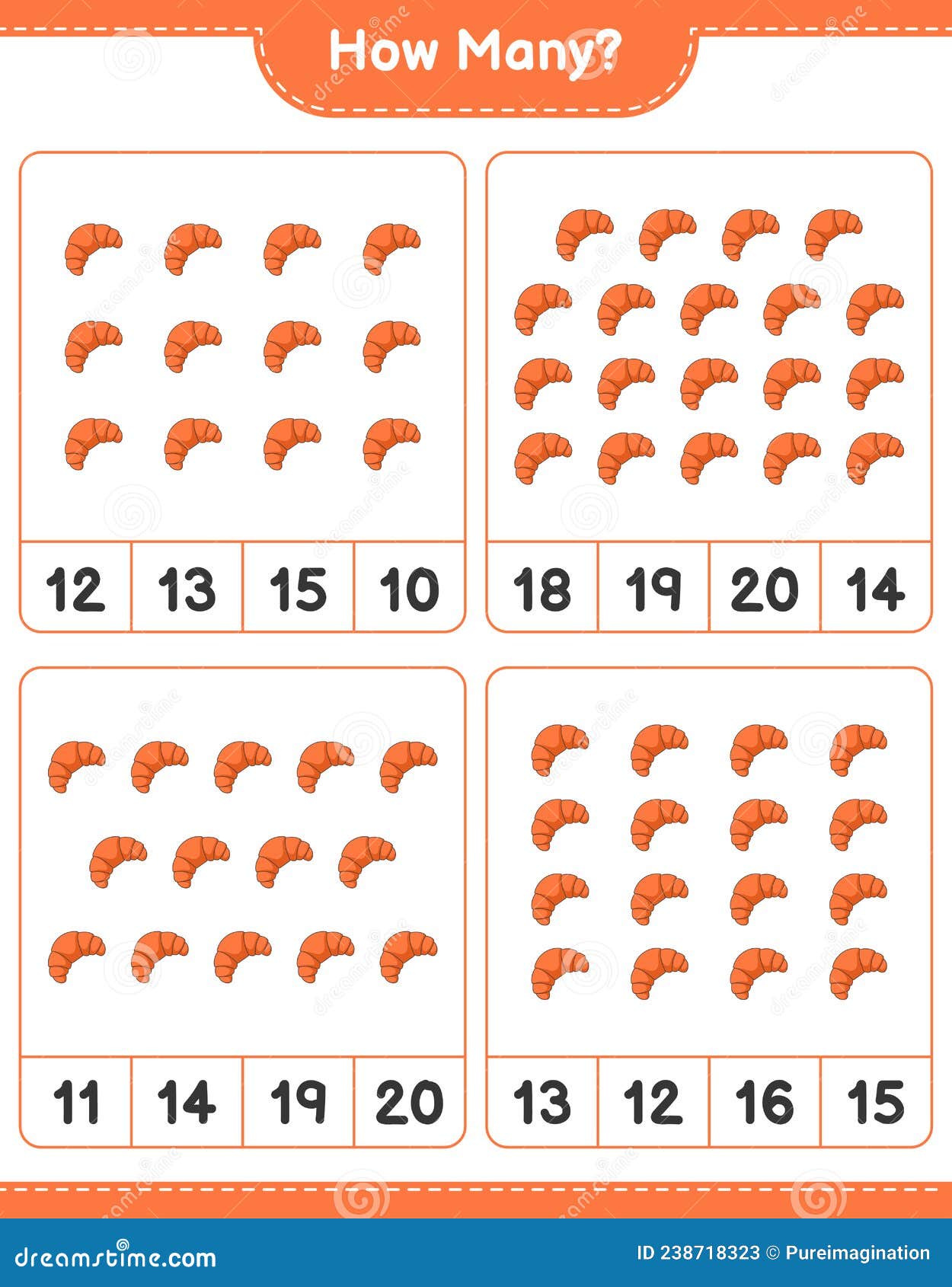 Counting Game, How Many Croissant. Educational Children Game, Printable ...