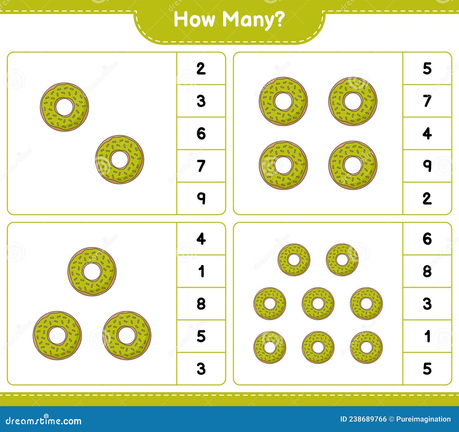 Counting Game, How Many Donut. Educational Children Game, Printable ...