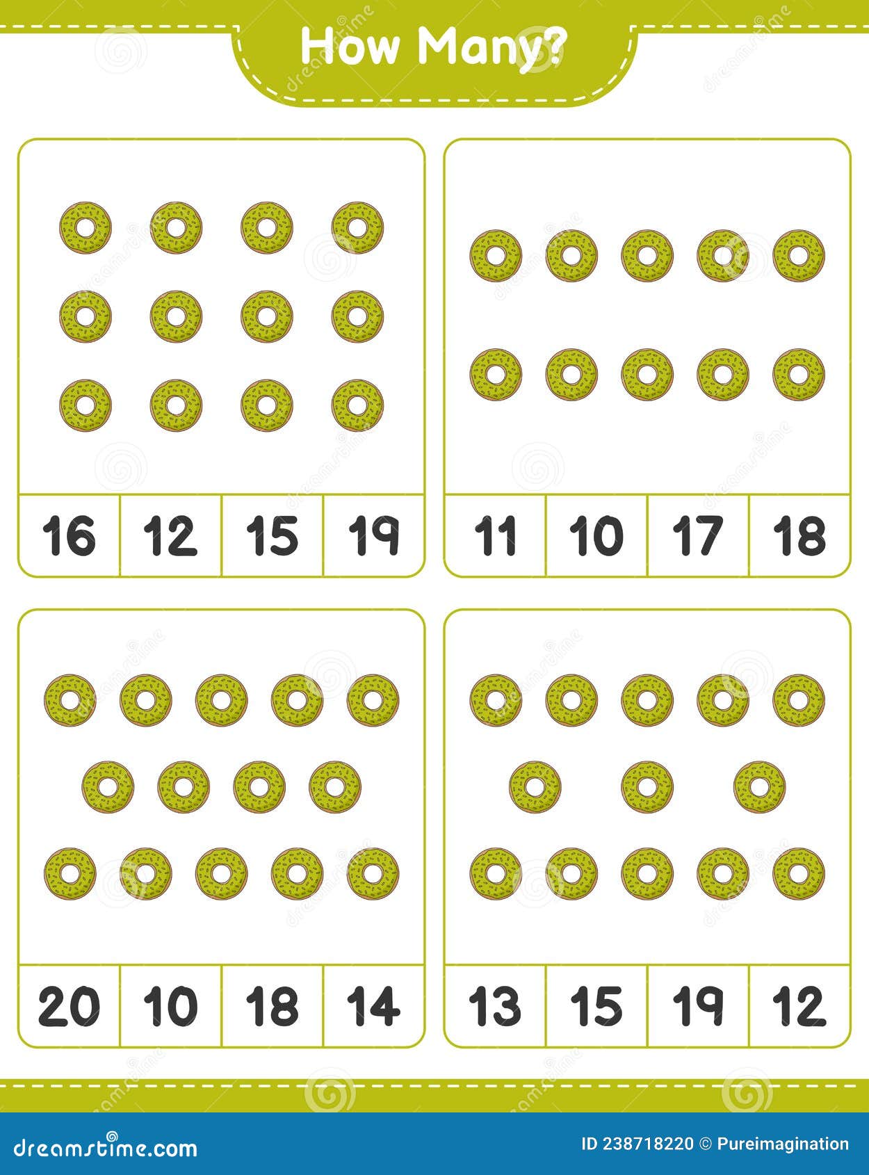 Counting Game, How Many Donut. Educational Children Game, Printable ...