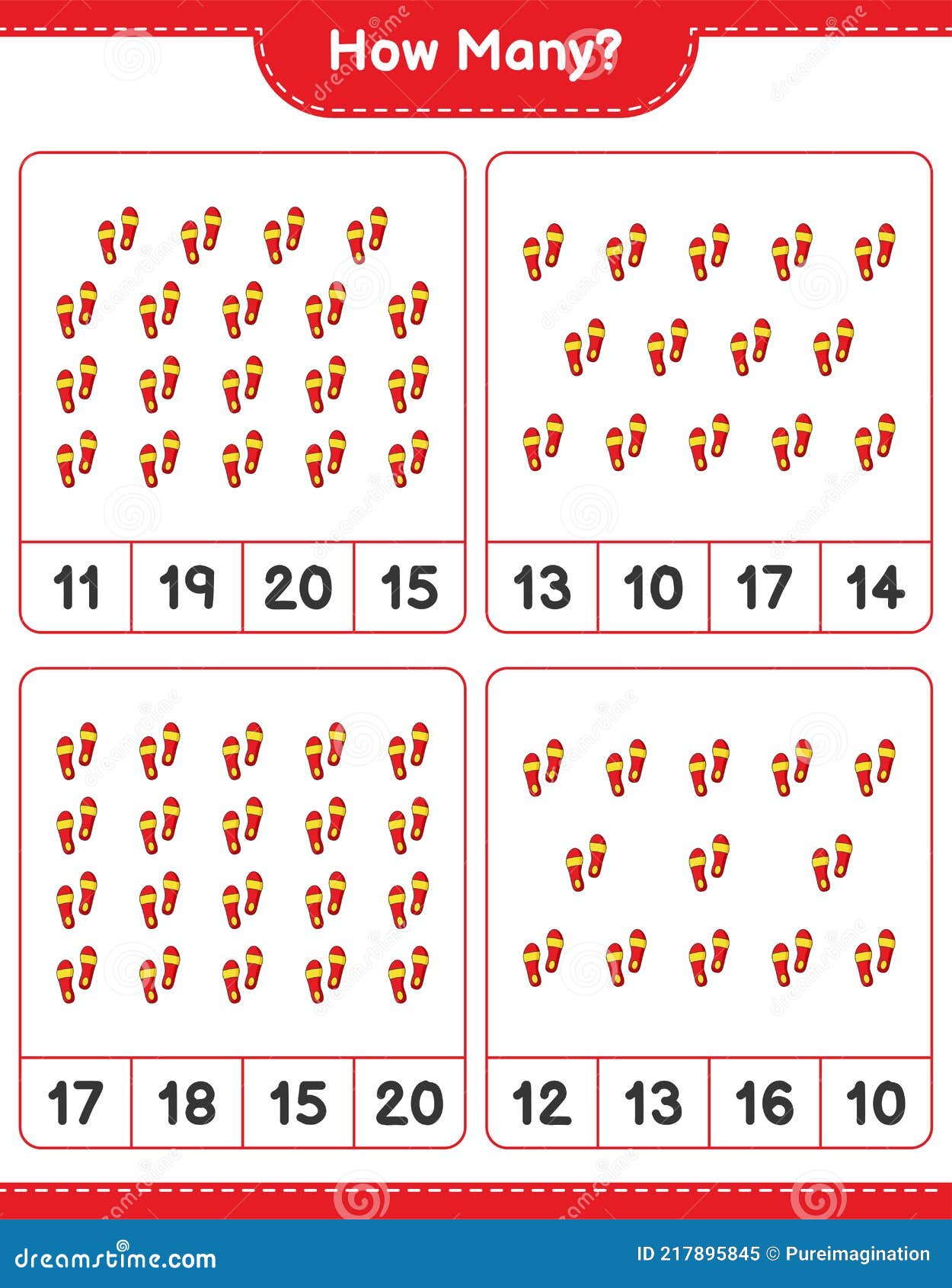 Counting Game, How Many Flip Flop. Educational Children Game, Printable ...