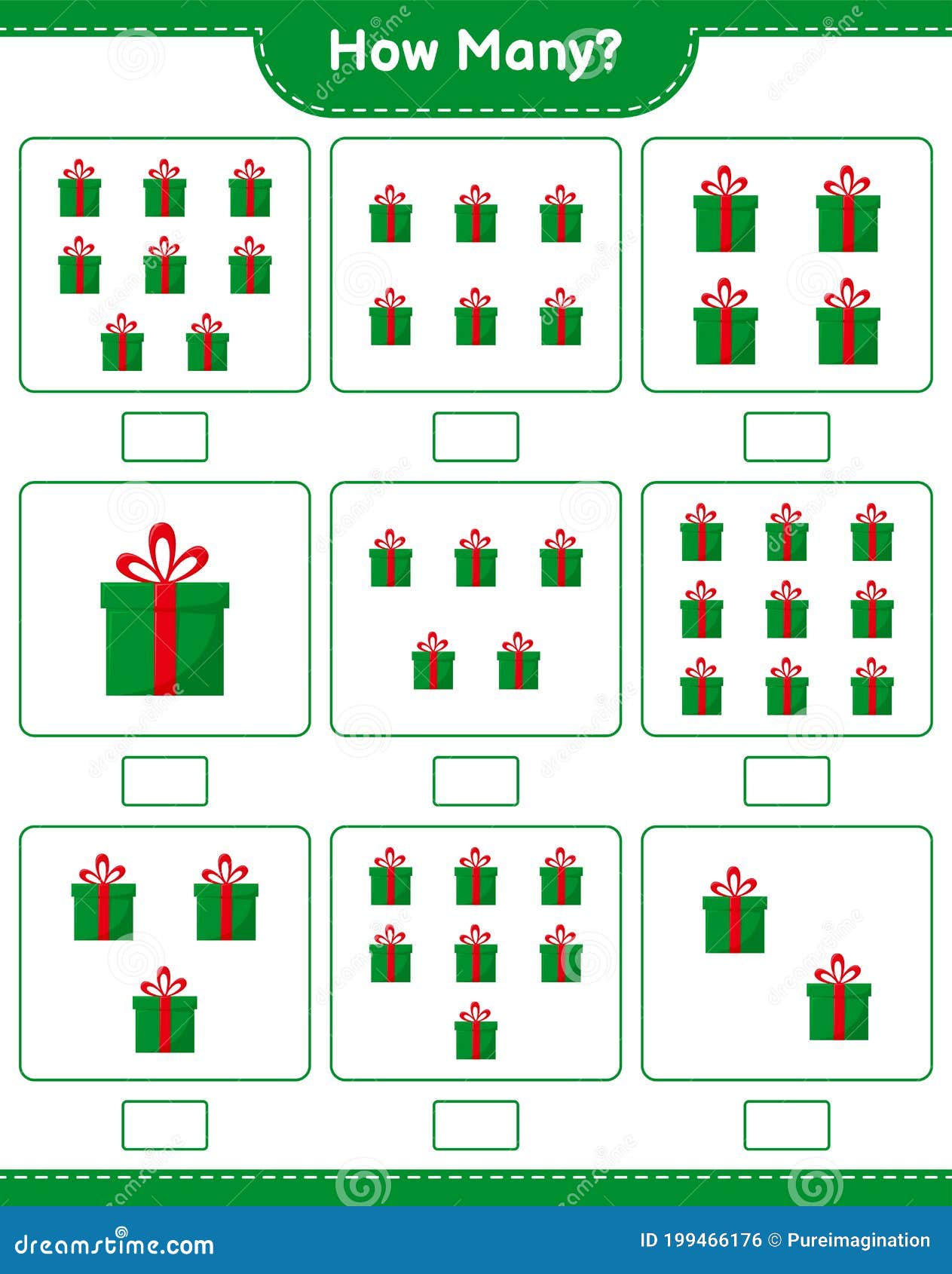 Counting Game, How Many Gift Boxes. Educational Children Game ...