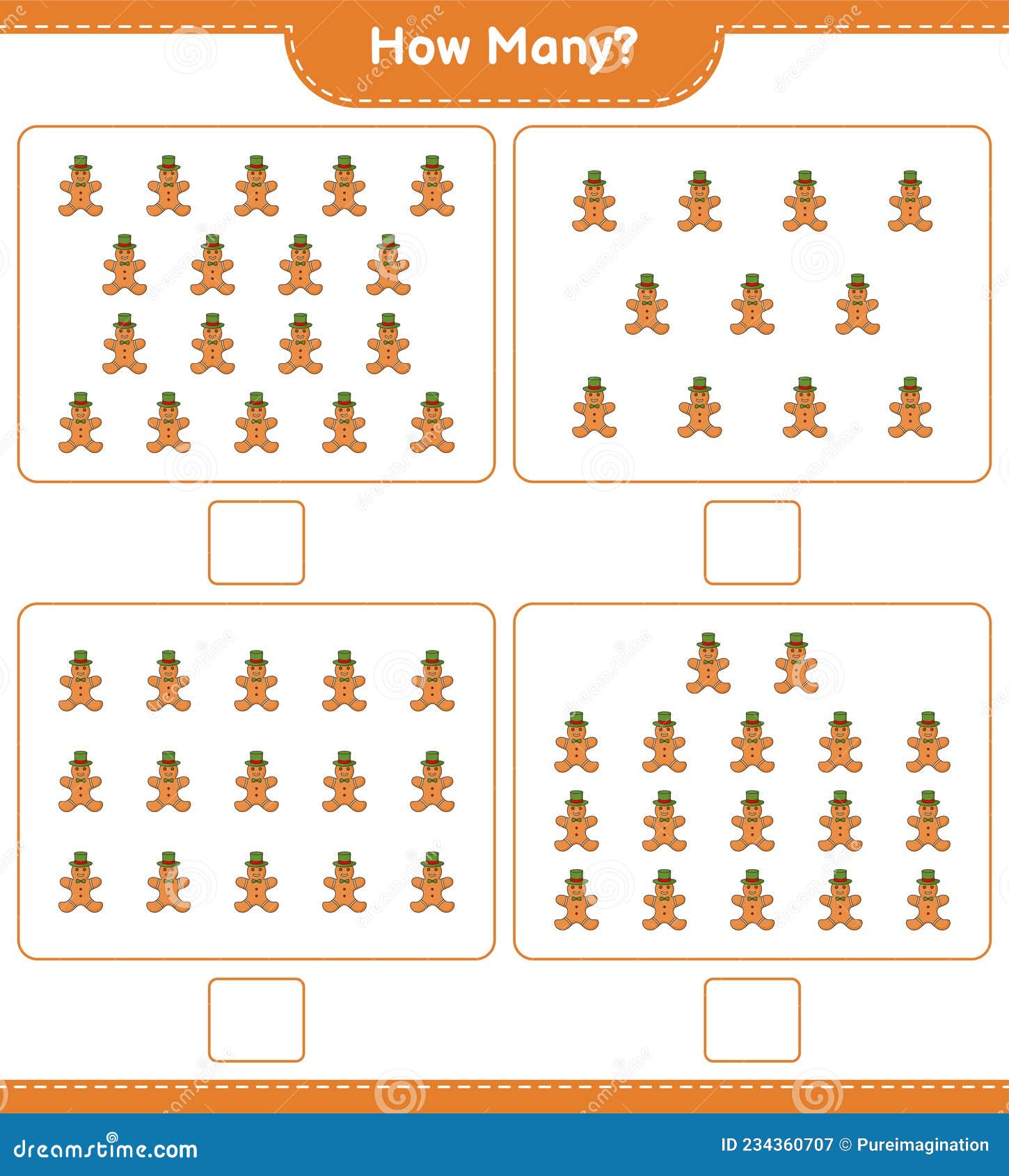 Counting Game, How Many Gingerbread Man. Educational Children Game ...