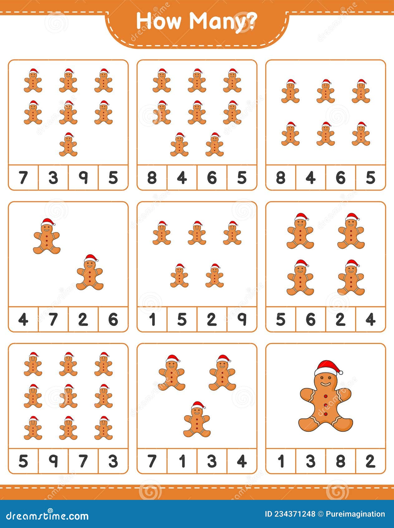 Counting Game, How Many Gingerbread Man. Educational Children Game ...