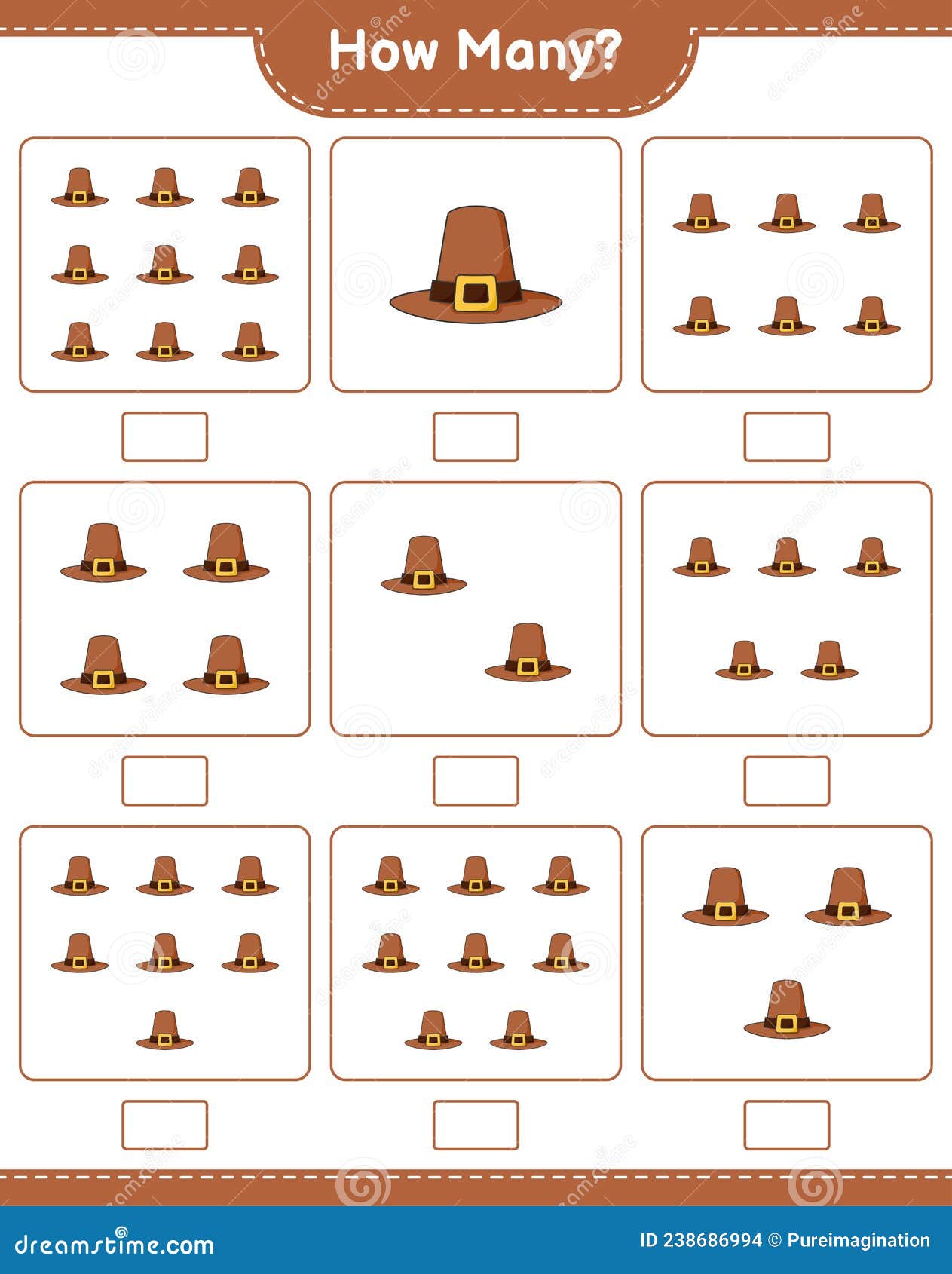 Counting Game, How Many Hat. Educational Children Game, Printable ...