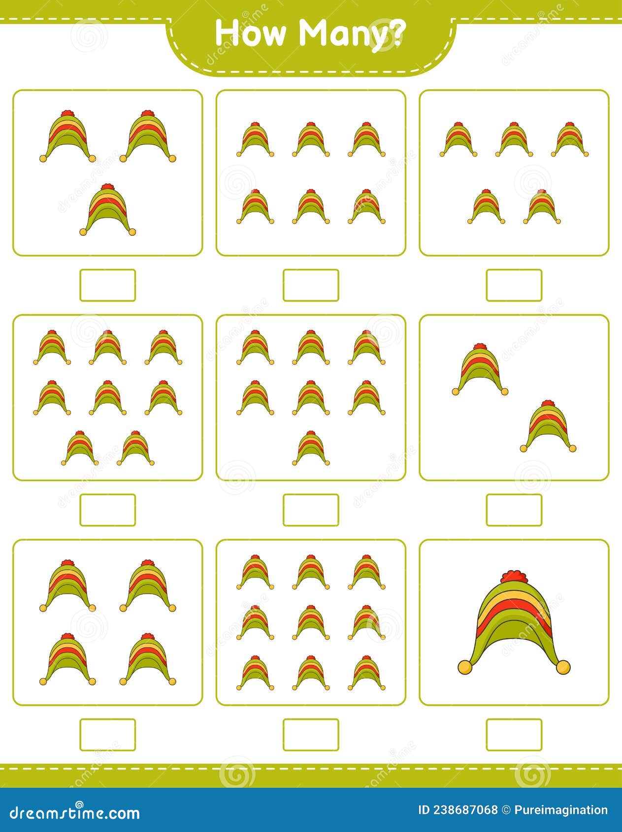 Counting Game, How Many Hat. Educational Children Game, Printable ...