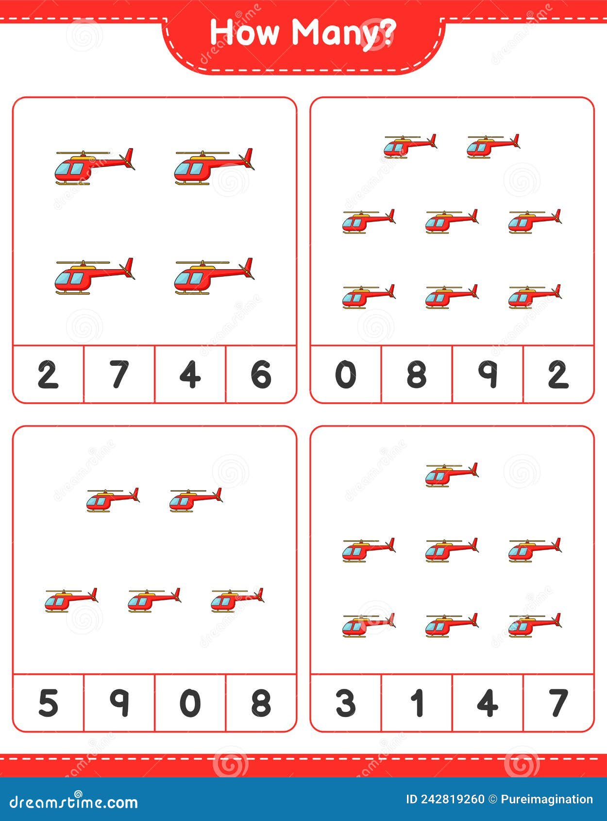 Counting Game, How Many Helicopter. Educational Children Game ...