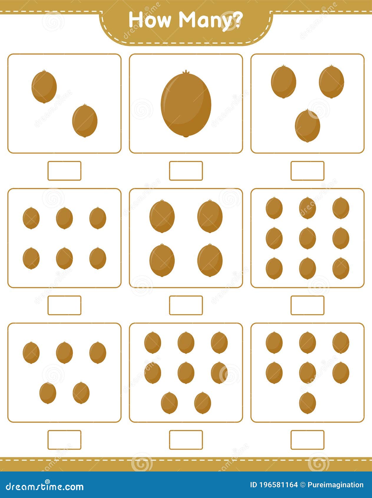 Counting Game, How Many Kiwi. Educational Children Game, Printable ...