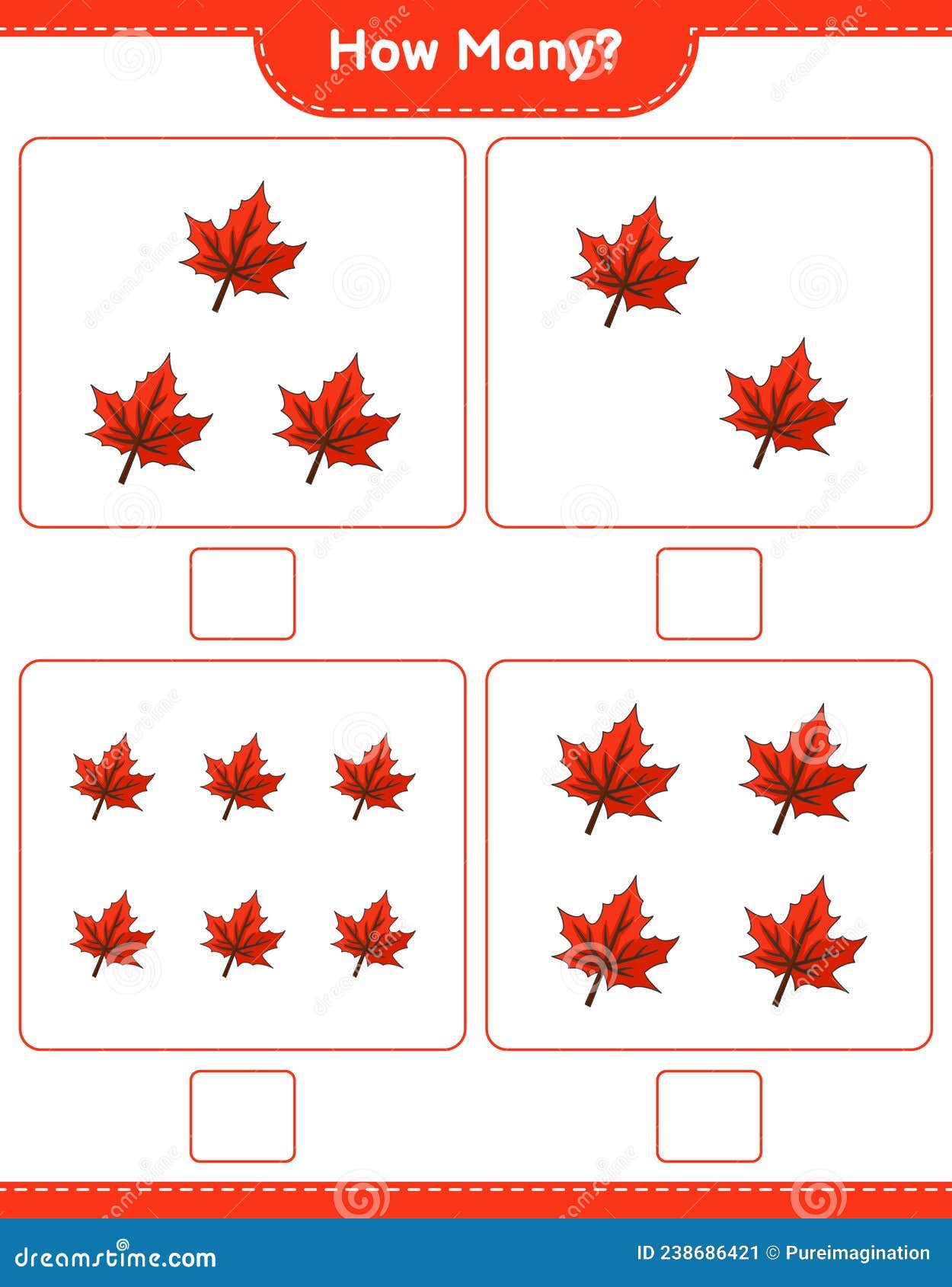 Counting Game, How Many Maple Leaf. Educational Children Game ...