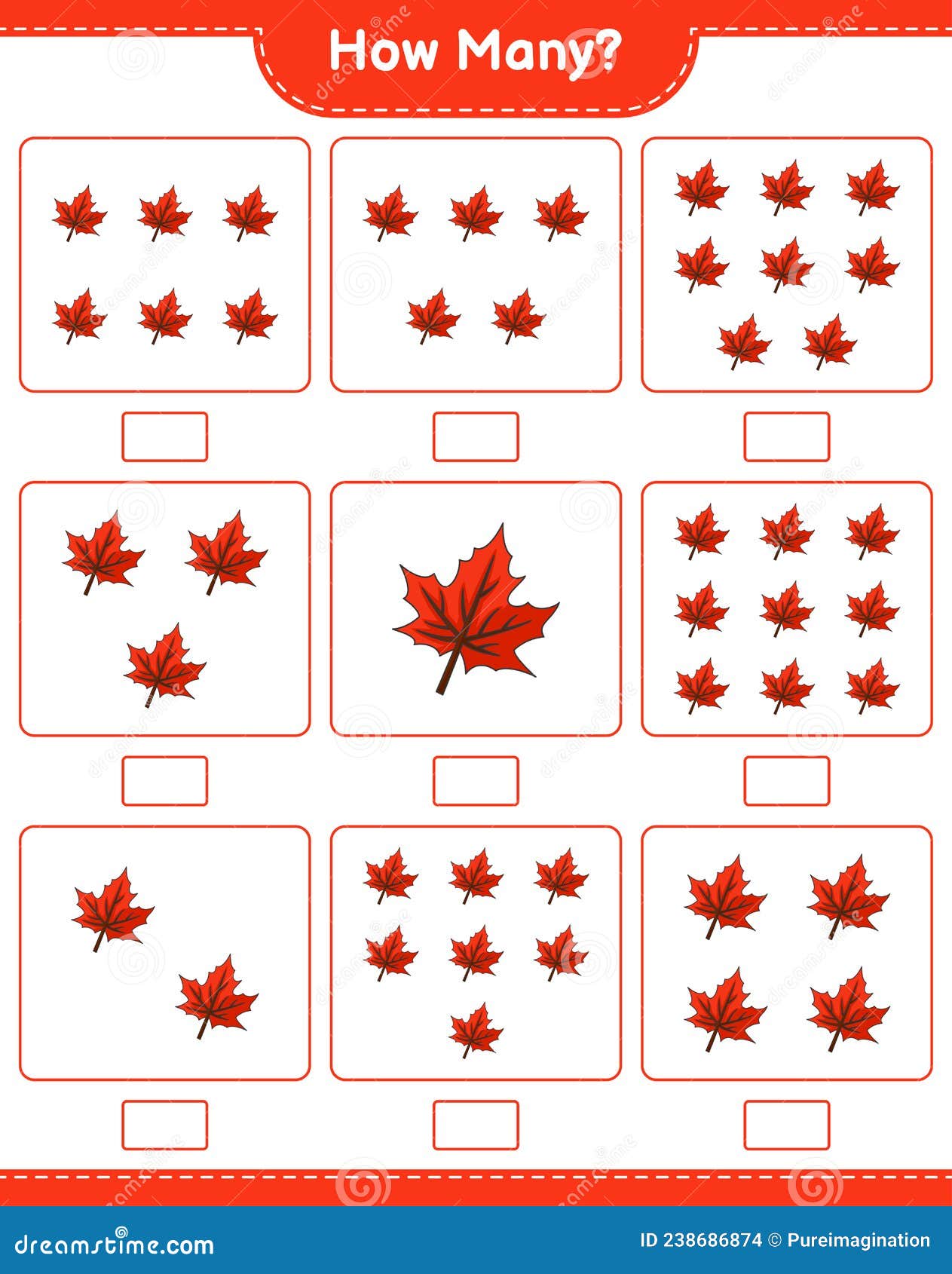 Counting Game, How Many Maple Leaf. Educational Children Game ...