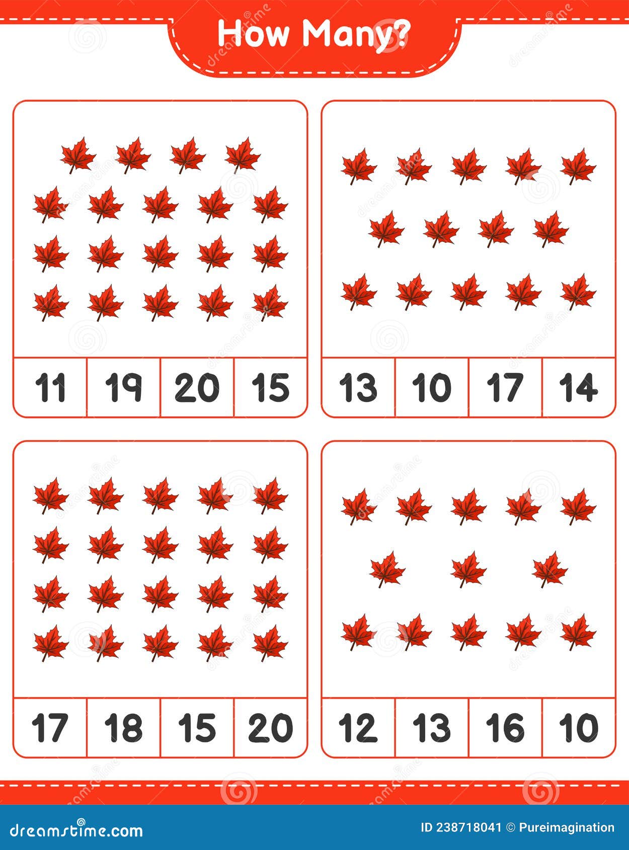 Counting Game, How Many Maple Leaf. Educational Children Game ...
