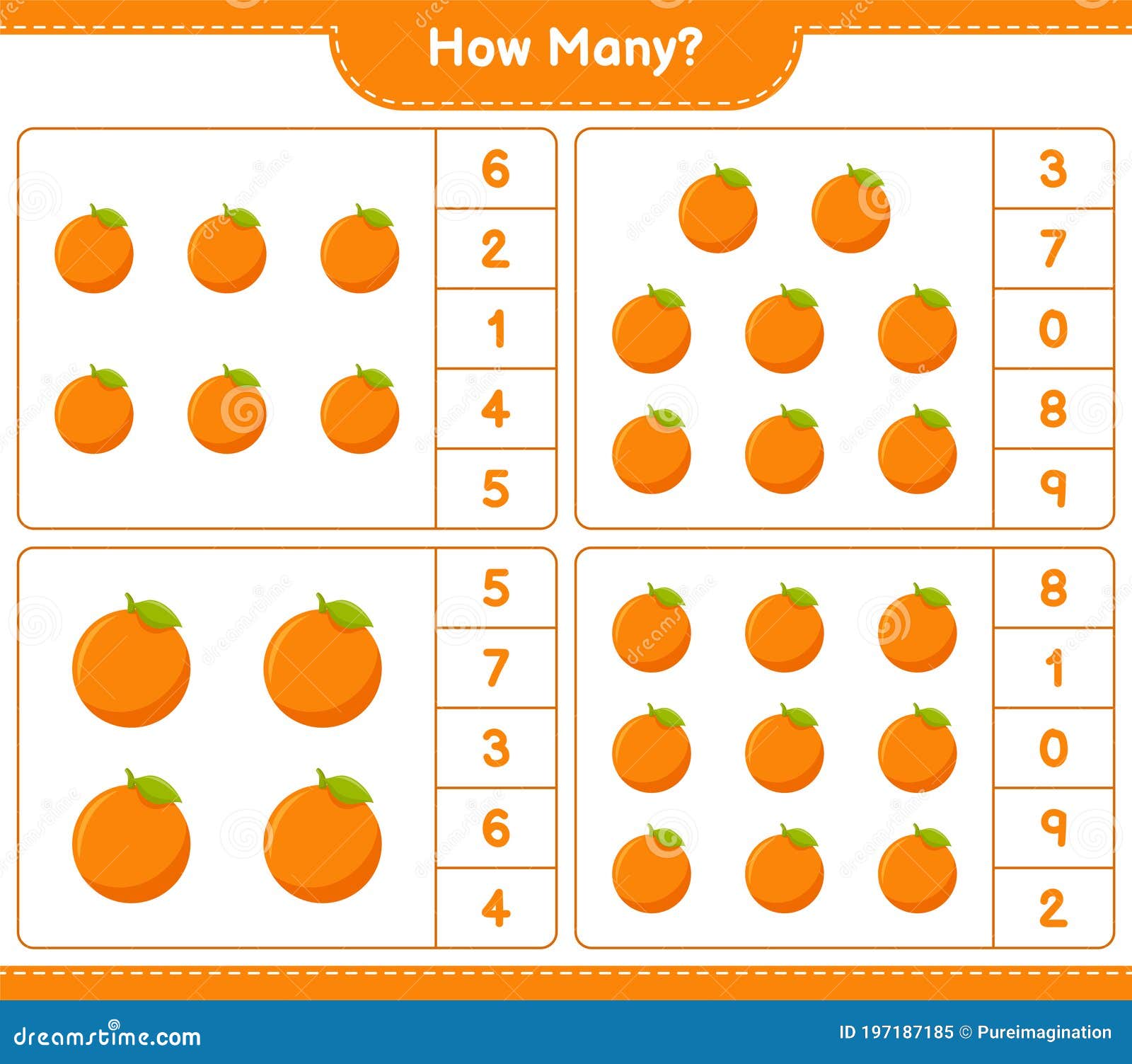 Counting Game, How Many Orange. Educational Children Game, Printable ...
