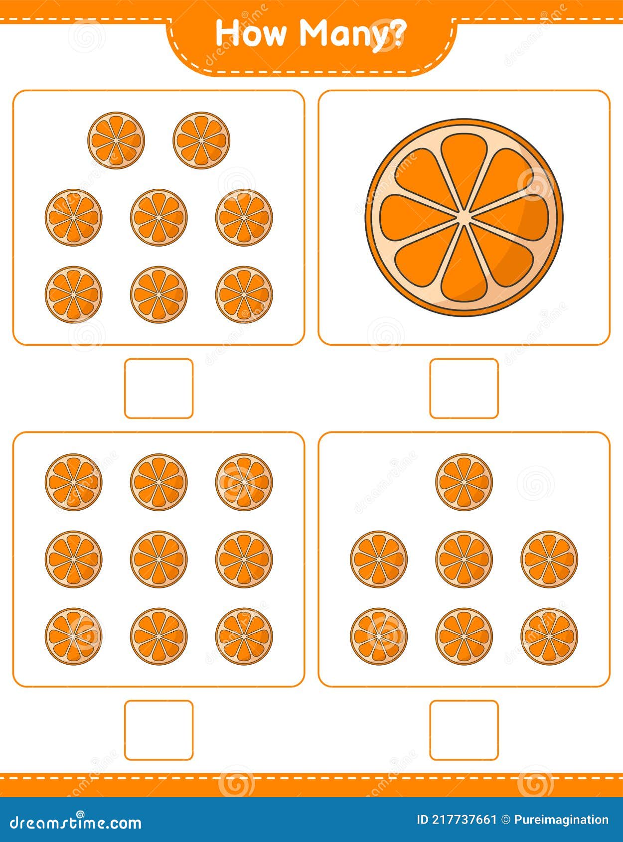 Counting Game, How Many Orange. Educational Children Game, Printable ...