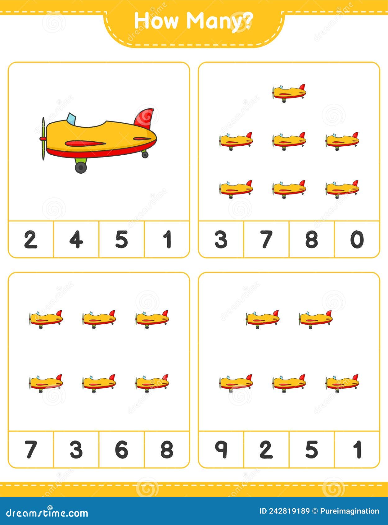 Counting Game, How Many Plane. Educational Children Game, Printable ...