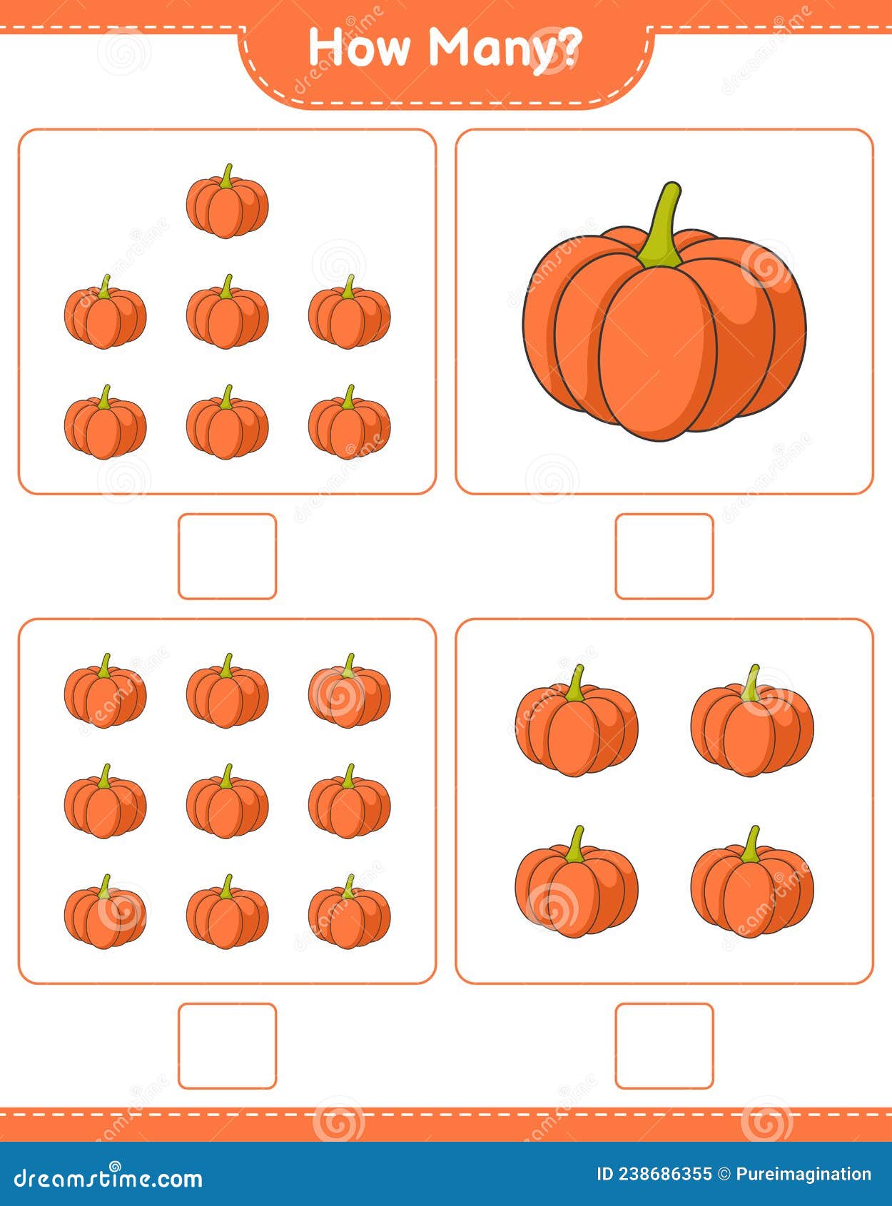 Counting Game, How Many Pumpkin. Educational Children Game, Printable ...