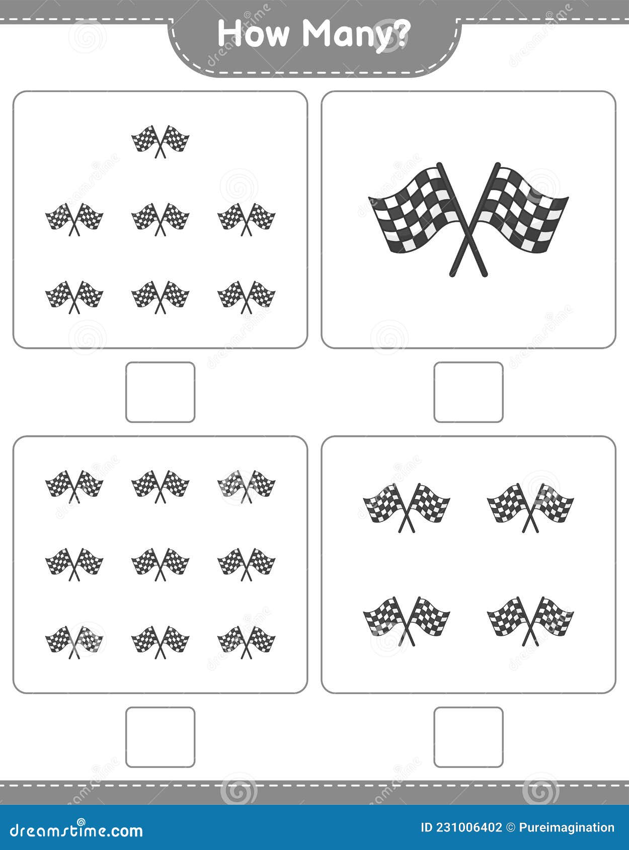 Counting Game, How Many Racing Flags. Educational Children Game ...