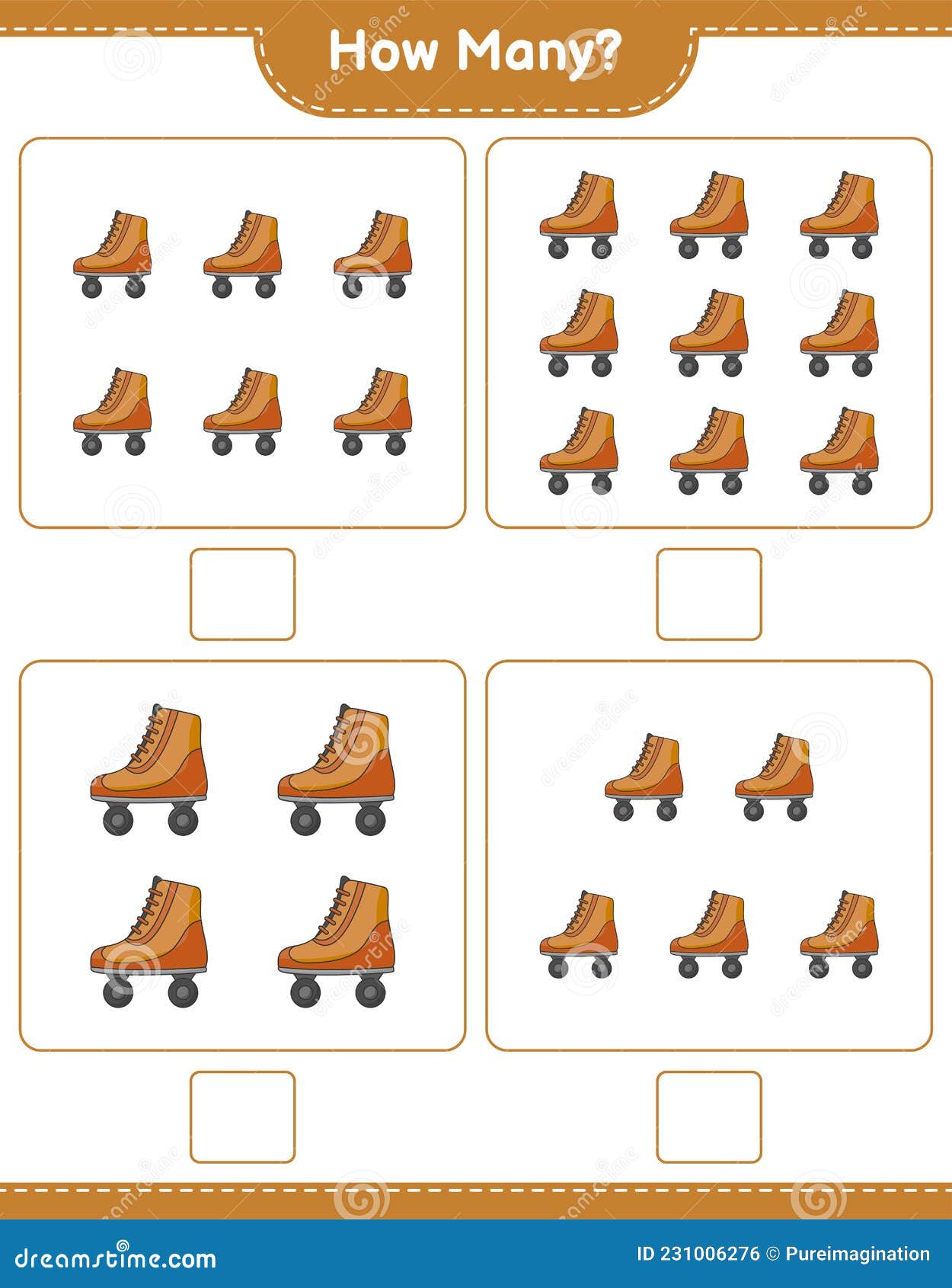 Counting Game, How Many Roller Skate. Educational Children Game ...