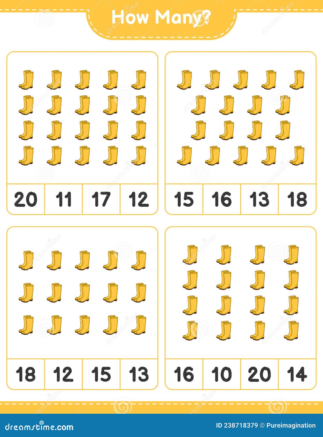 Counting Game, How Many Rubber Boots. Educational Children Game ...
