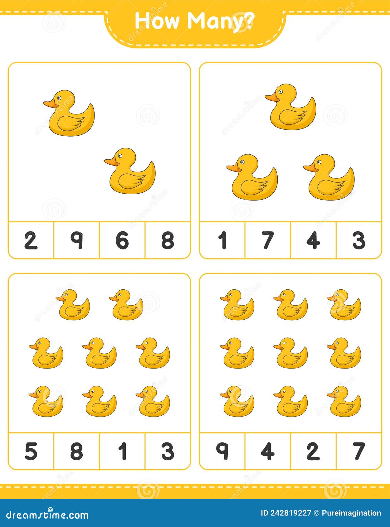 Counting Game, How Many Rubber Duck. Educational Children Game ...
