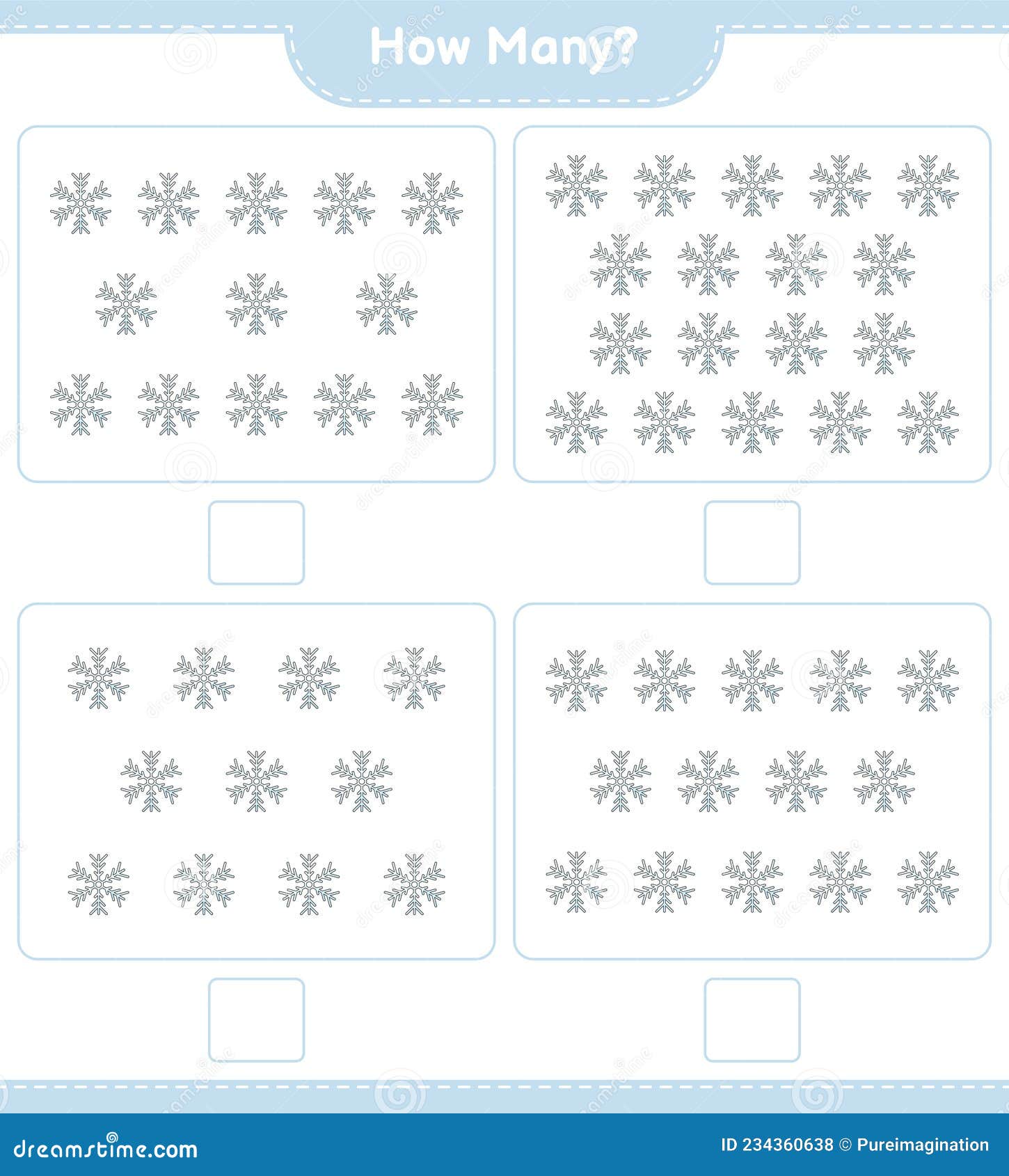 Counting Game, How Many Snowflake. Educational Children Game, Printable ...