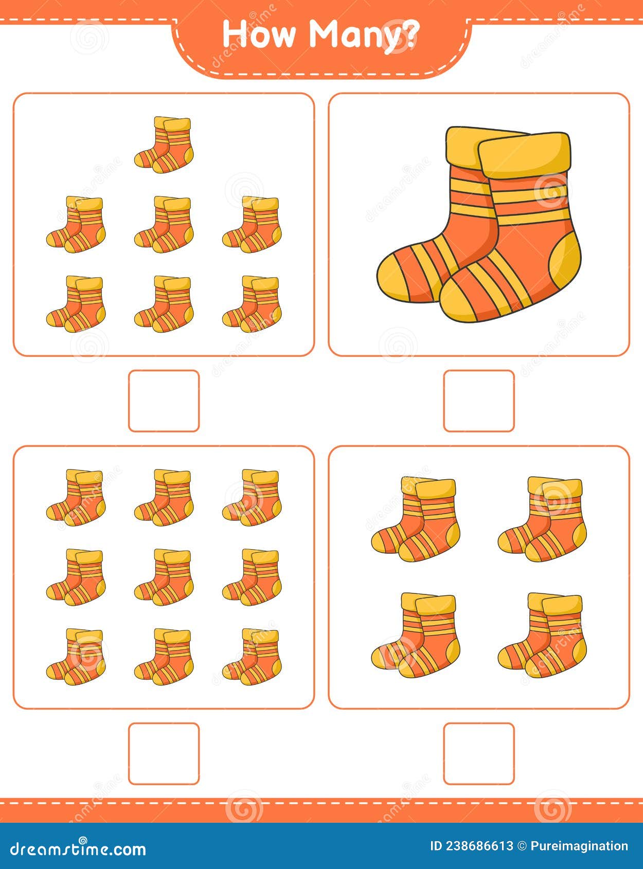 Counting Game, How Many Socks. Educational Children Game, Printable ...