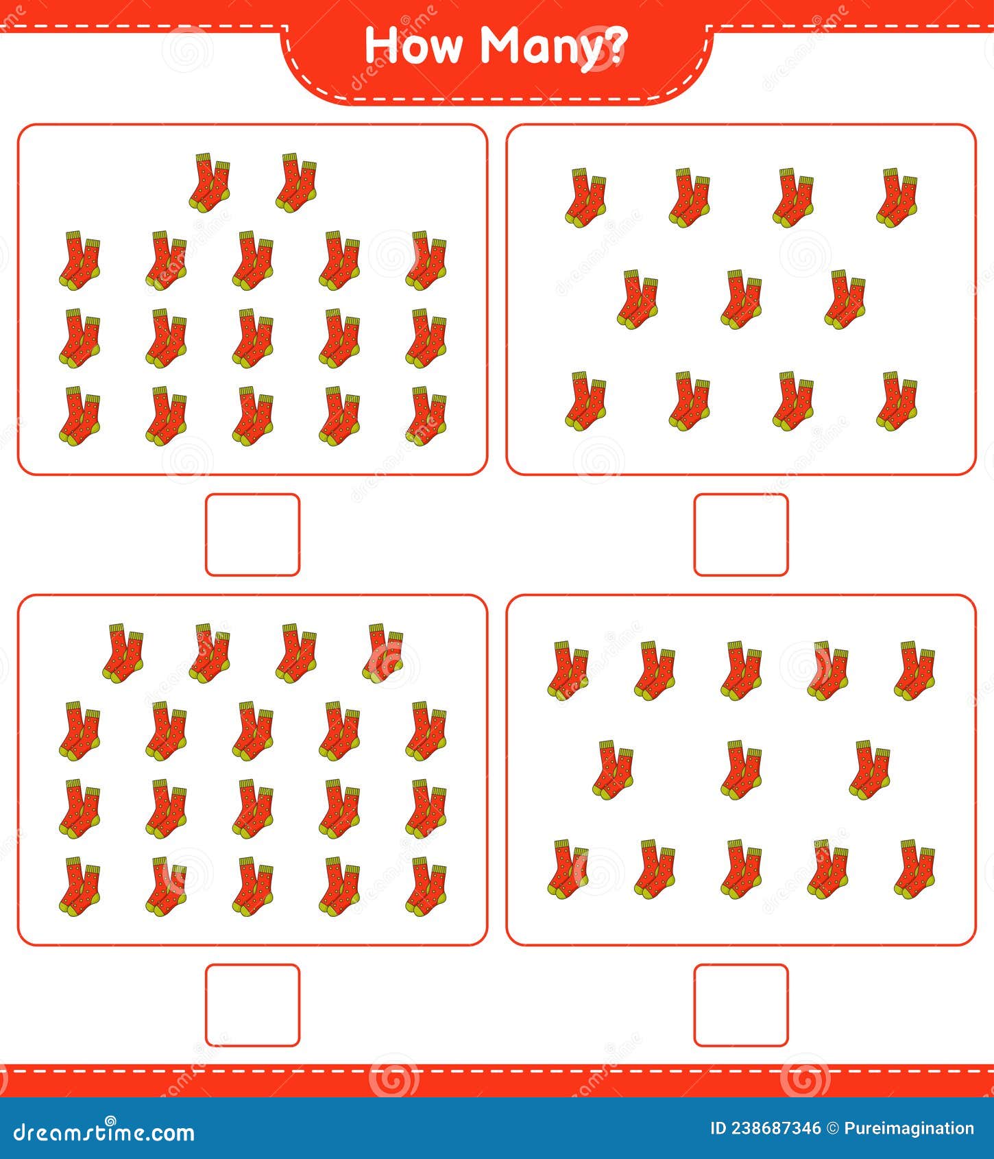 Counting Game, How Many Socks. Educational Children Game, Printable ...