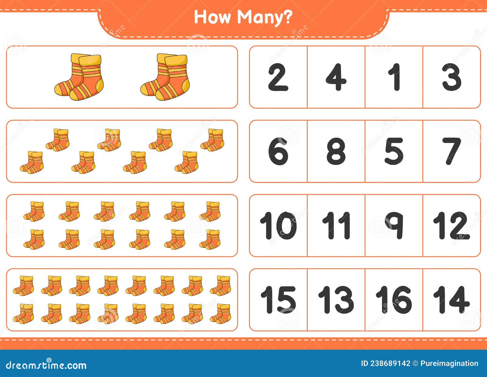 Counting Game, How Many Socks. Educational Children Game, Printable ...