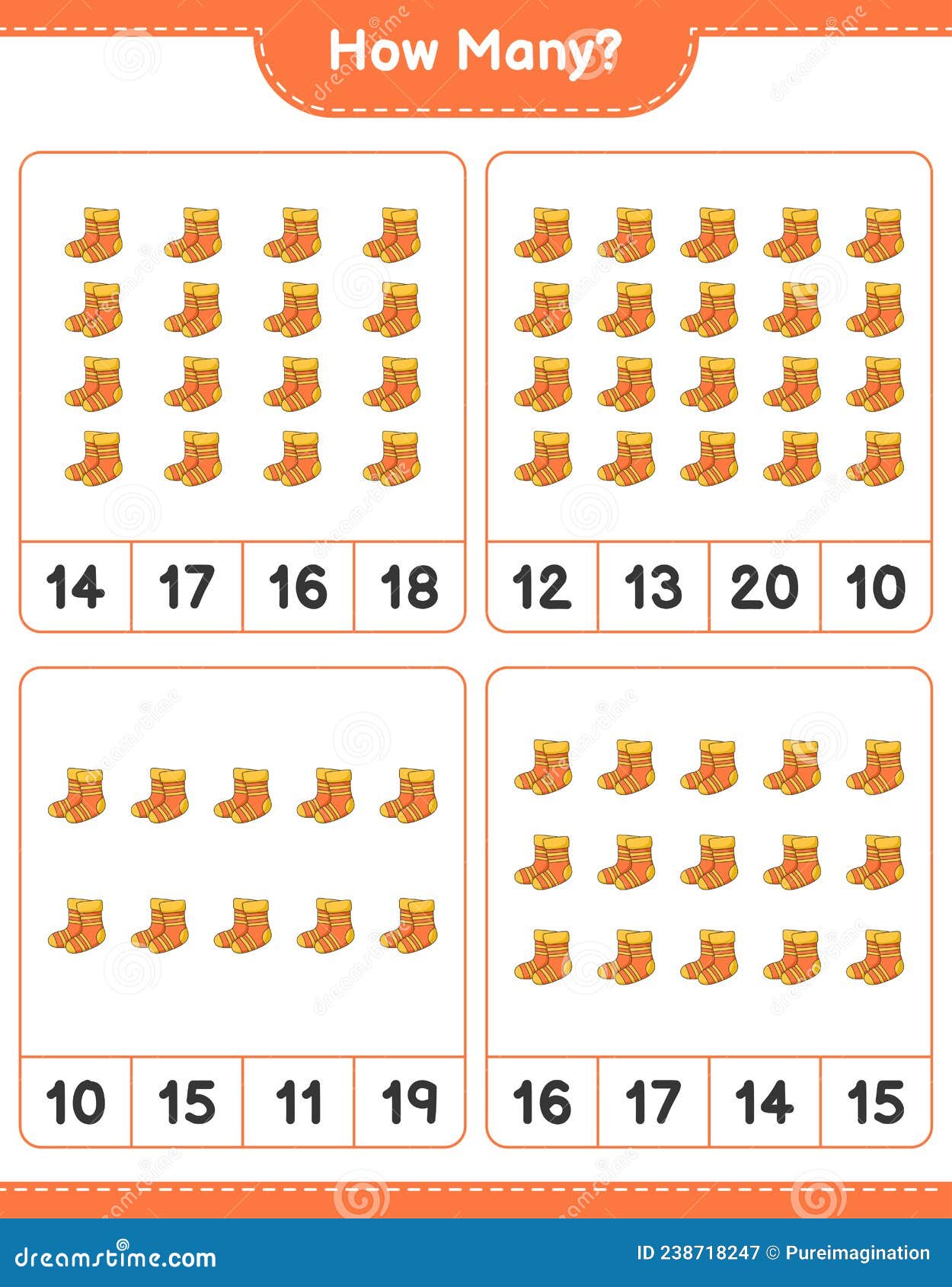 Counting Game, How Many Socks. Educational Children Game, Printable ...