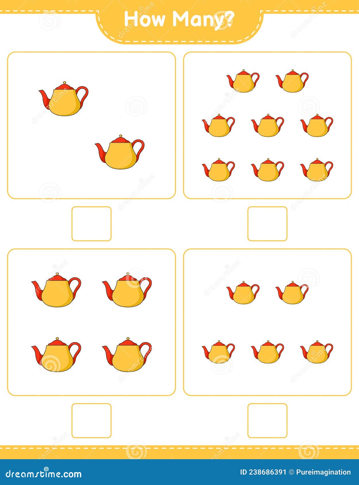 Counting Game, How Many Teapot. Educational Children Game, Printable ...
