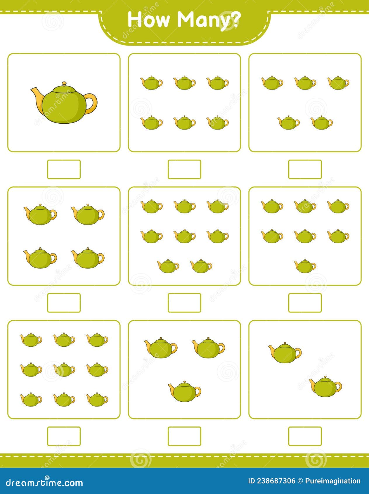 Counting Game, How Many Teapot. Educational Children Game, Printable ...