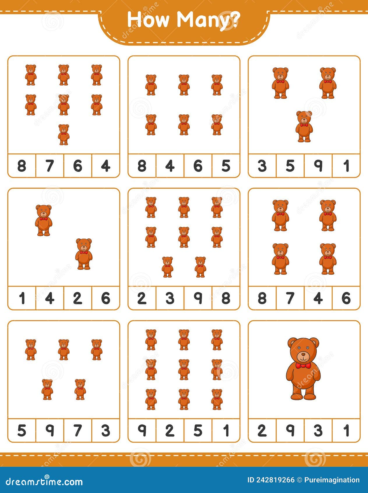 Counting Game, How Many Teddy Bear. Educational Children Game ...