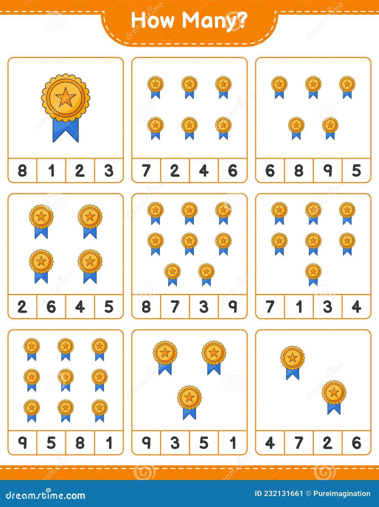 Counting Game, How Many Trophy. Educational Children Game, Printable ...