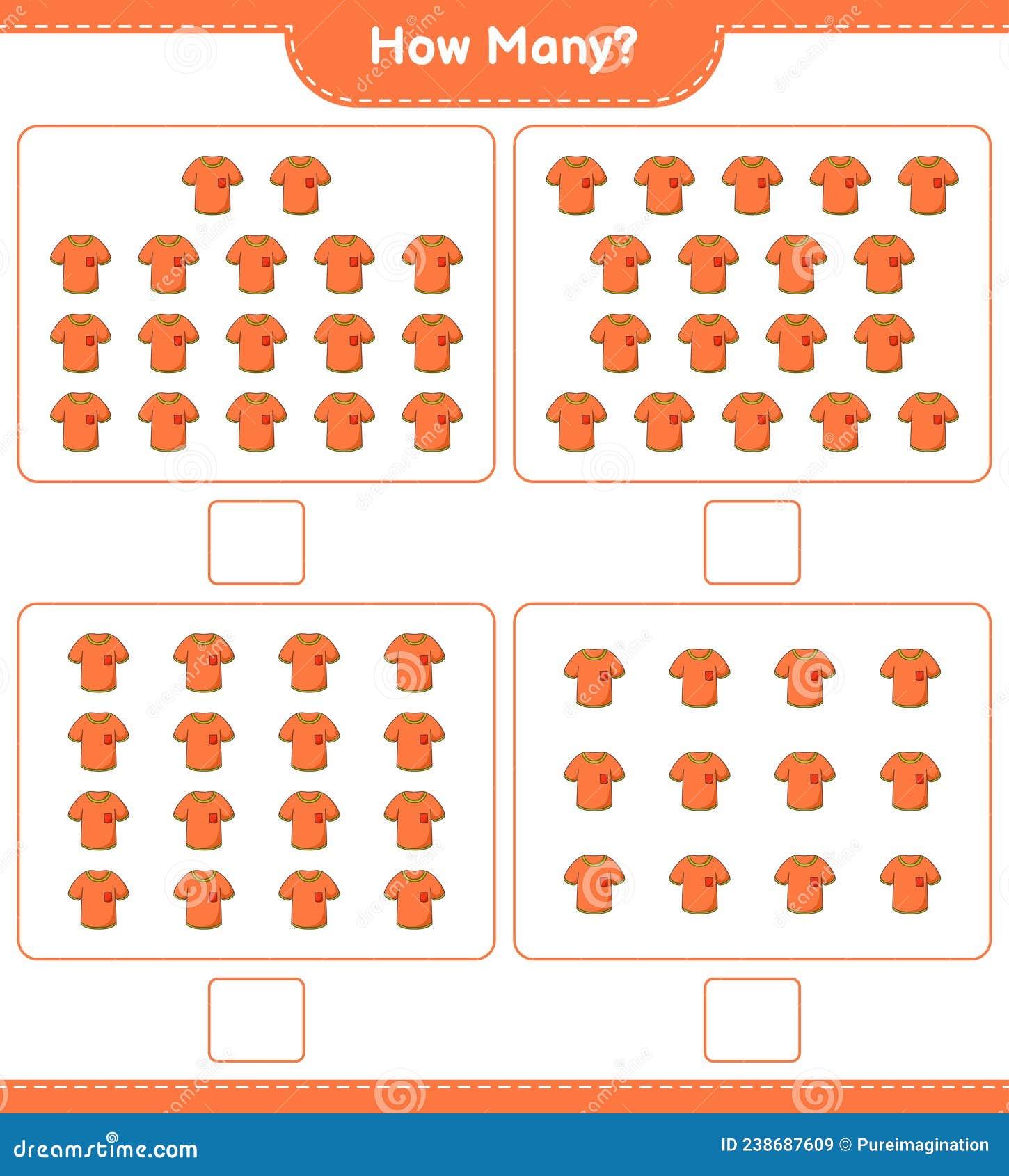 Counting Game, How Many Tshirt. Educational Children Game, Printable ...