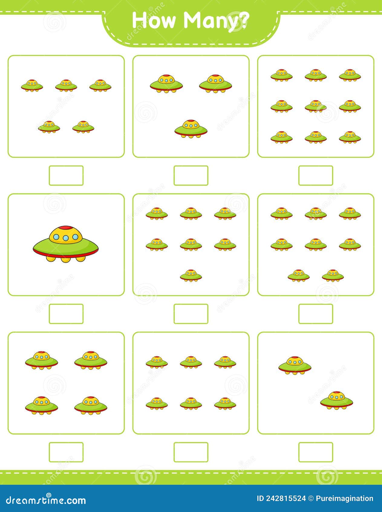 Counting Game, How Many Ufo. Educational Children Game, Printable ...