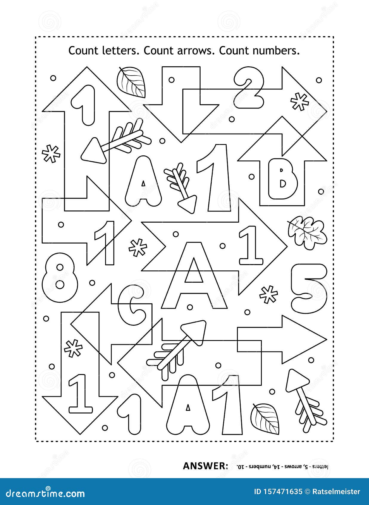 Counting Game with Letters, Numbers, Arrows Stock Vector - Illustration ...